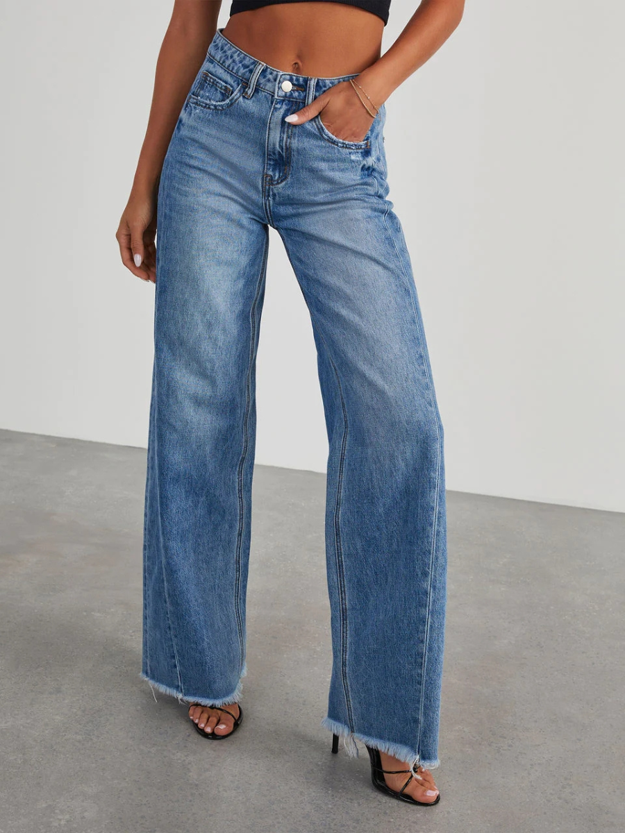 Trendsetter Wide Leg Diagonal Seam Jeans – SMAIBULUN
