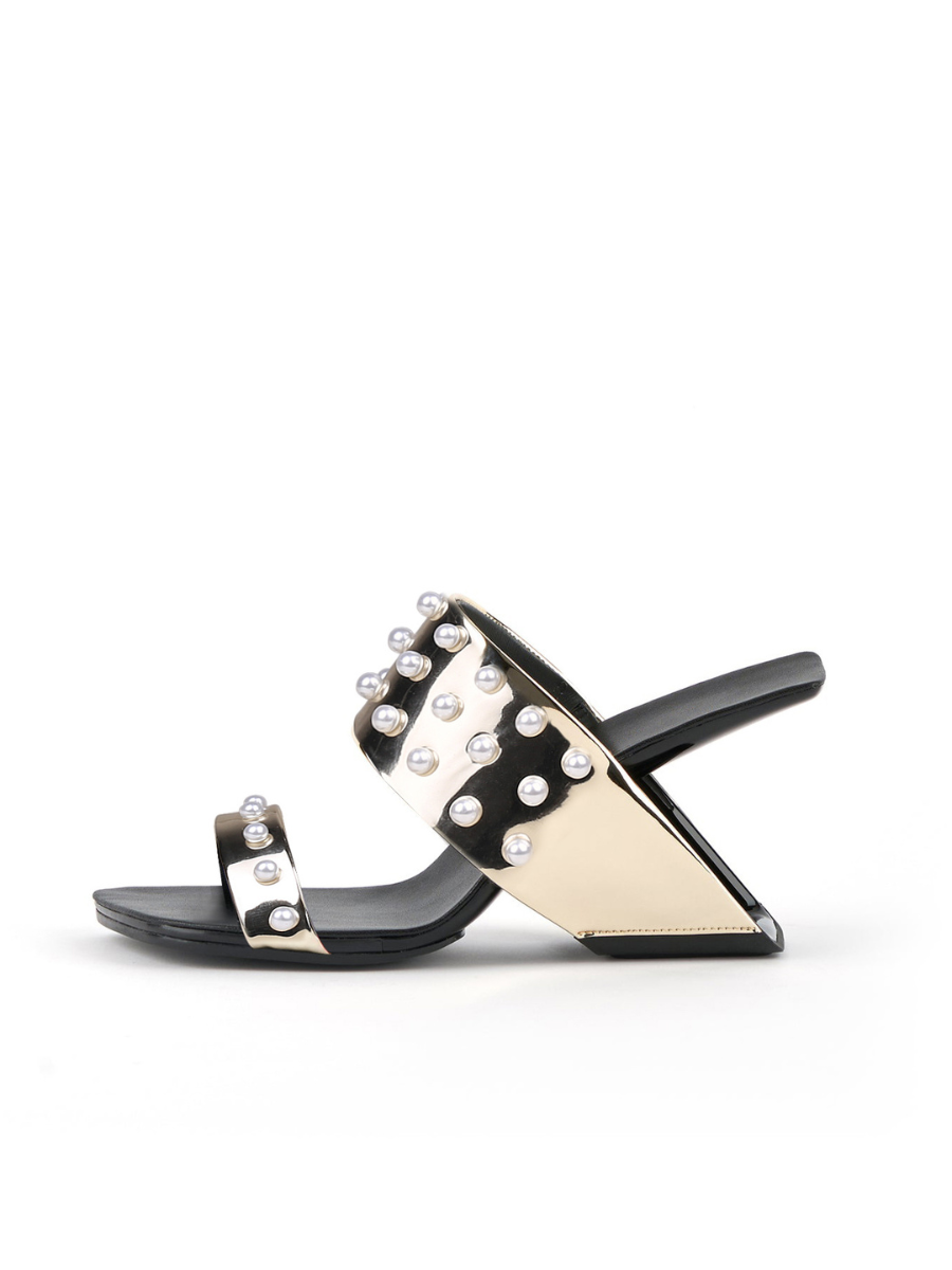 JADY ROSE | VIVIANE PEARL INLAY LEATHER HEELED SANDAL - GOLD – SMAIBULUN