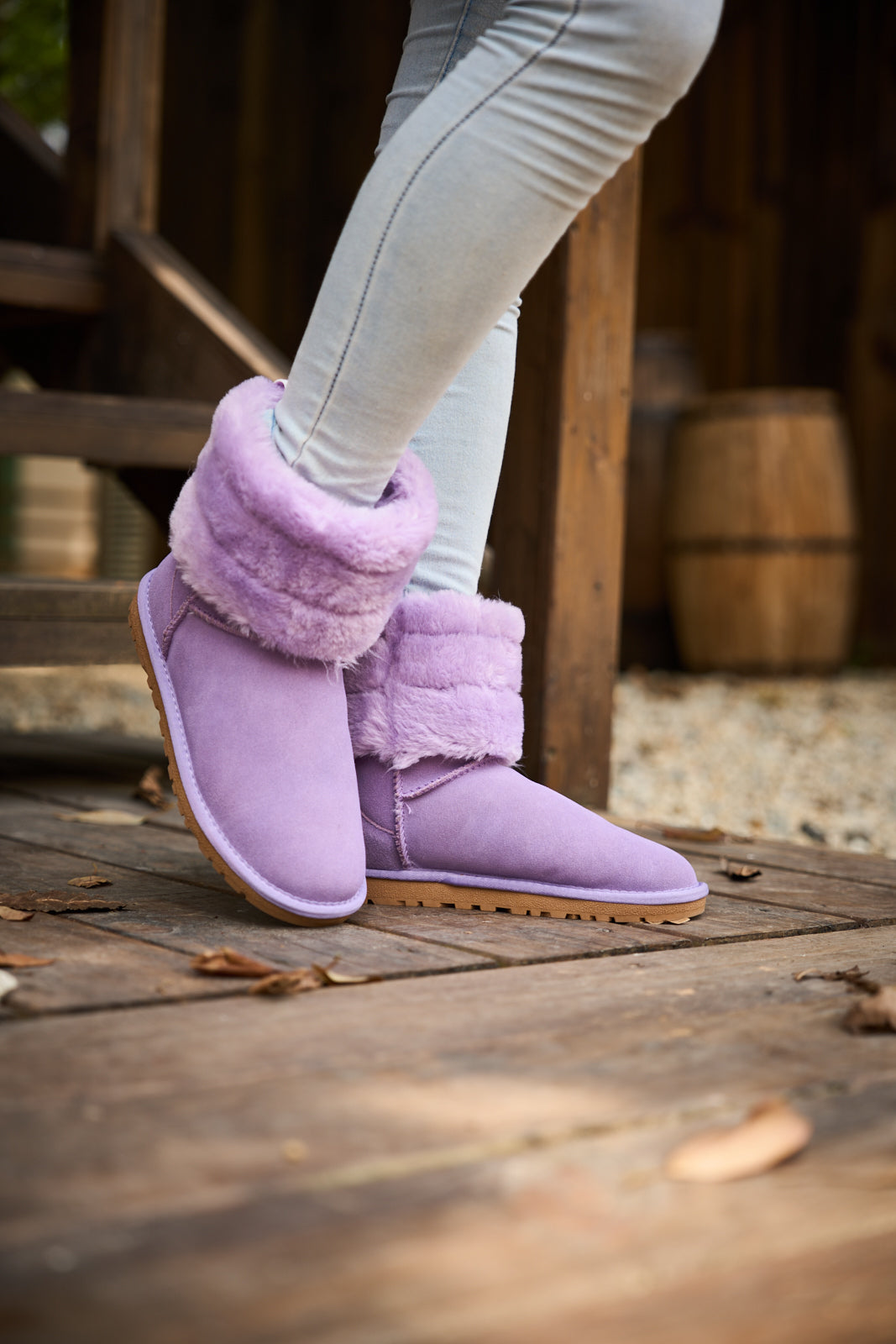 SMAIBULUN Ugg Adelene Sherpa Woolen Boots Lavender