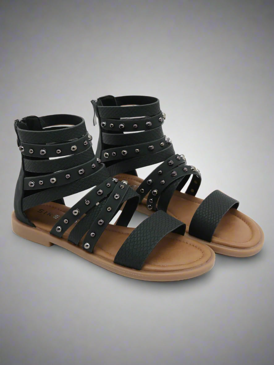 Siketu | Make A Scene Studded Gladiator Sandal - black – SMAIBULUN