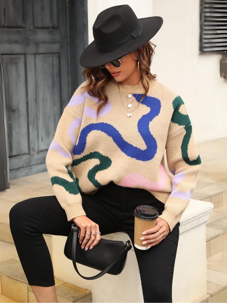 Snuggle Up Textured Swirl Knit Sweater - Khaki – SMAIBULUN